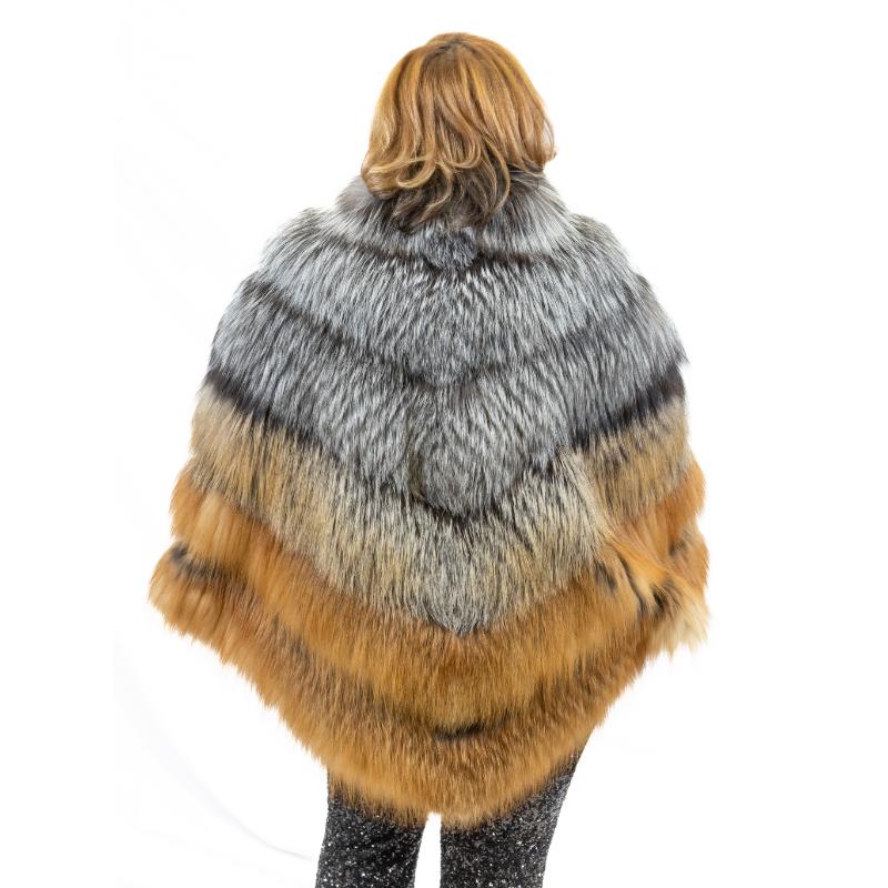 Tri Color Natural Fox Cape - 900008-XL